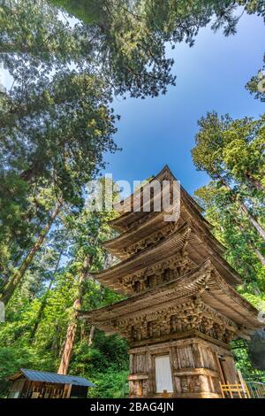 The five story pagoda at Hagurosan (Mount Haguro) in Tsuruoka, Yamagata ...