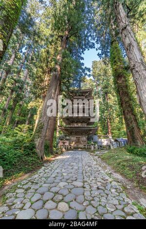 The five story pagoda at Hagurosan (Mount Haguro) in Tsuruoka, Yamagata ...