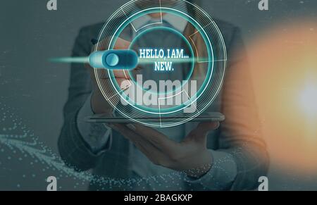 Writing note showing Hello I Am New. Business concept for used greeting ...