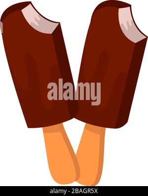 Ice cream on wooden stick, tasty frozen dessert Stock Vector Image ...