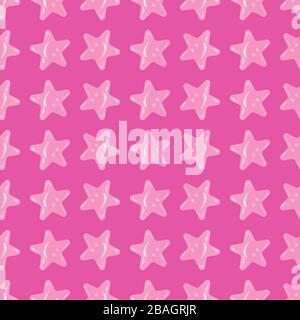 Seamless pattern sea star on green striped background. Marine starfish ...