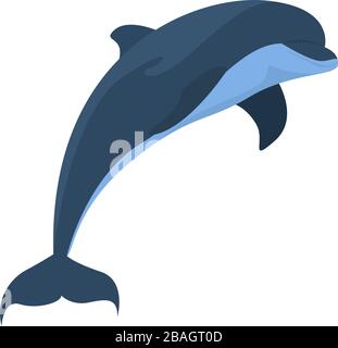 Jumping dolphin, illustration, vector on a white background Stock ...