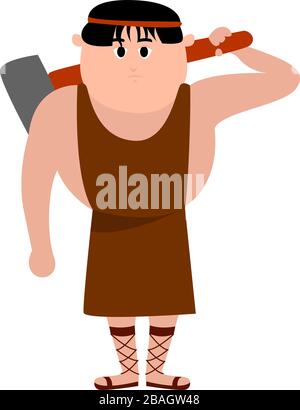 Ancient Greek God Hephaestus illustration. The deity forges with hammer ...
