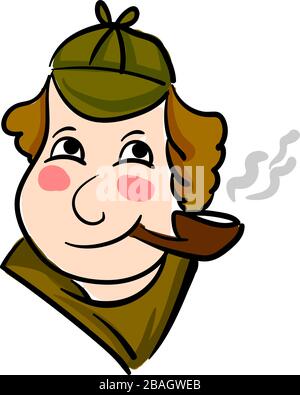 Isolated happy male detective cartoon character Vector Stock Vector ...