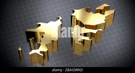Map of the Falkland Islands in three dimensions. 3d illustration Stock ...