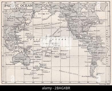 Vintage map of the Pacific Ocean 1930s Stock Photo - Alamy