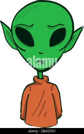 Sad alien , illustration, vector on white background Stock Vector Image ...
