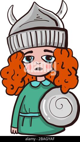freehand drawn cartoon female viking Stock Vector Image & Art - Alamy