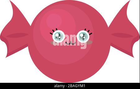 Pink wrapped candy, illustration, vector on white background Stock ...