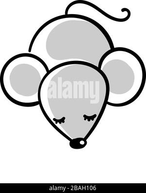 Cute little mouse sleeping on moon. Cartoon animal character for kids t ...