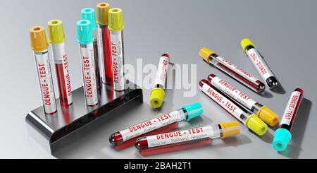 Dengue virus - test tubes, blood tests - 3D illustration Stock Photo ...