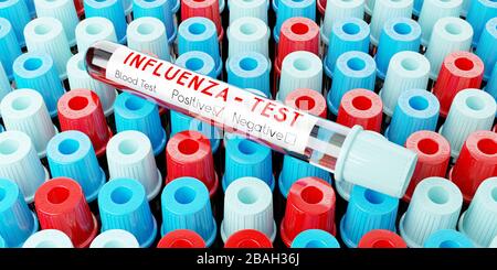 Influenza virus - test tubes, blood tests - 3D illustration Stock Photo ...