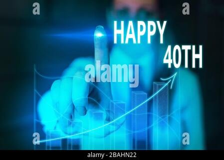 Word writing text Happy 40Th. Business photo showcasing a joyful ...