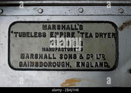 Specifications of tea dryer manufactured by Marshall Sons & Co. in world’s highest elevation ...