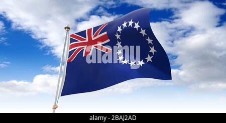 Cook Islands Flag - Realistic Waving Fabric Flag Stock Photo - Alamy