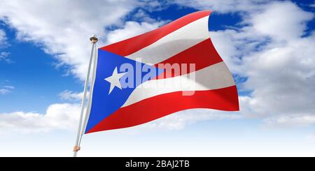 Puerto Rico waving flag 3d illustration wind ripple Stock Photo - Alamy