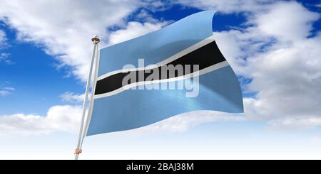Botswana waving flag 3d illustration isolated on white with clipping ...