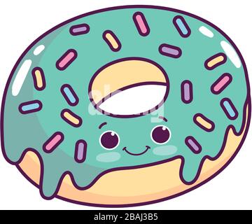 A cute chocolate donut kawaii sticker Stock Vector Image & Art - Alamy