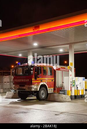 A car fire at a Shell gas station in Motala, Sweden, on Saturday ...