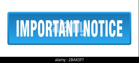 important button. important square blue push button Stock Vector Image & Art - Alamy