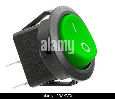 Green power switch, isolated on white background, with clipping path ...