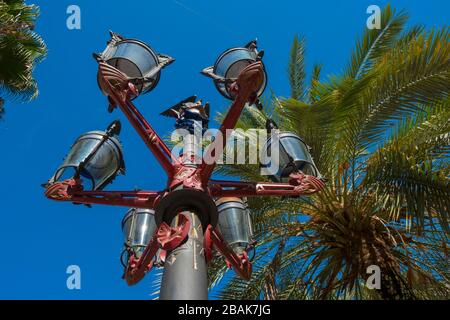 The Gaudí designed lamp posts in Barcelona’s Plaça Reial Stock Photo ...