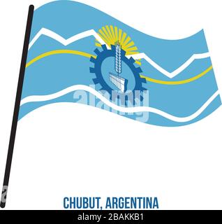 Chubut Flag Vector Illustration on White Background. Flag of Argentina ...