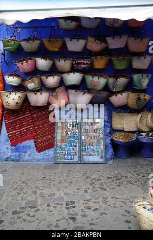 Moroccan traditional bags shop, Kasbah, Chefchaouen, the blue pearl ...
