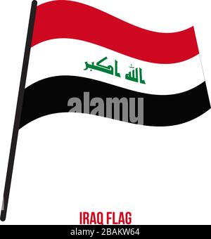 Wavy flag of Iraq on a white background. Vector illustration Stock ...