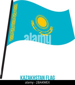 Waving flag of Kazakhstan on white background. Banner or ribbon vector ...