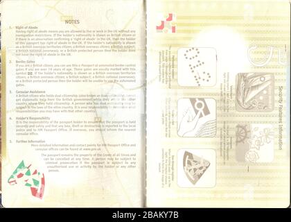 UK united kingdom passport inside page Stock Photo - Alamy