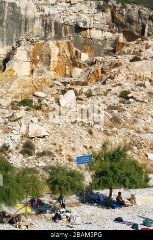 Petrokopio beach, old marble quarry used by the population of the Ions ...