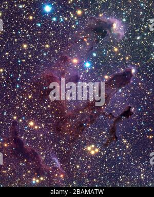 Near-infrared-light view of the Pillars of Creation, a small region ...