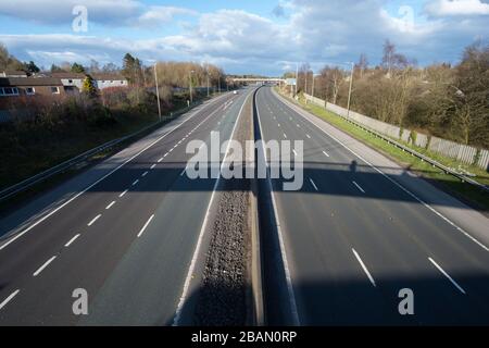 Glasgow, UK. 28th Mar, 2020. Pictured: Road signs all along the M8 and ...