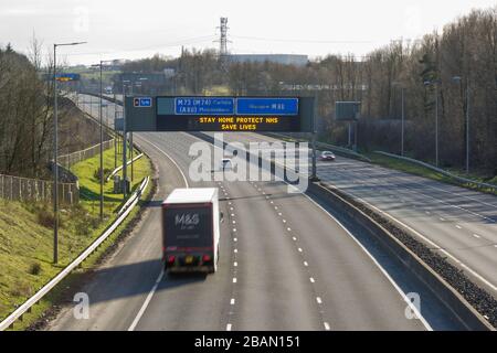 aerial view of M73 & M74 motorway junction at Uddingston near Glasgow ...
