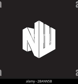 letter nw simple geometric 3d gradient shadow design logo vector Stock ...
