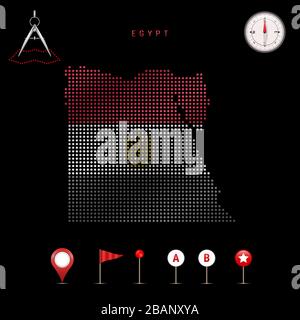 Egypt map pin flag icon. Egyptian pennant map marker on a metal needle ...