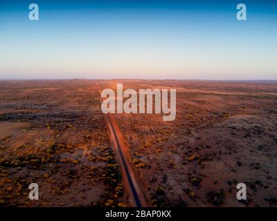 Aerial of Adventure Way highway near Thargomindah Bulloo Shire ...
