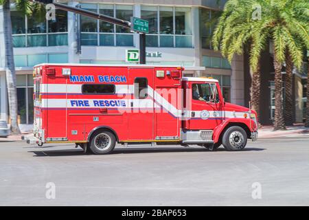 miami beach fire rescue vehicle south beach florida usa Stock Photo - Alamy
