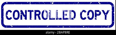 Grunge blue controlled copy word with star icon round rubber seal stamp ...