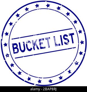 Grunge blue checklist word round rubber seal stamp on white background ...