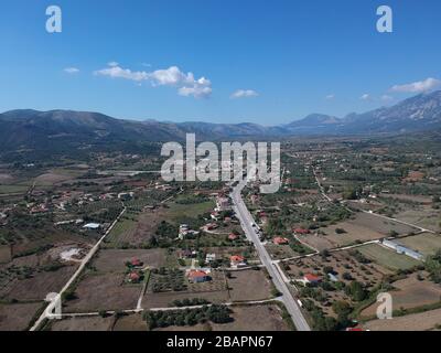 aerial landscape of gliki greek traditional village near historical ...