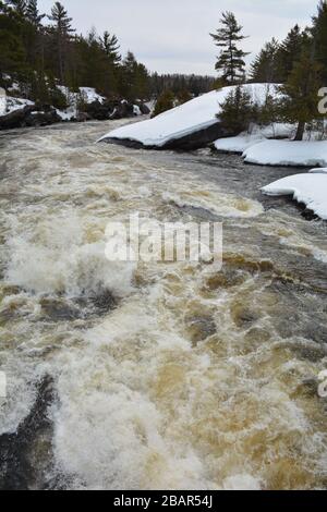 Spring runoff and rapids on Northern Ontario river Stock Photo - Alamy