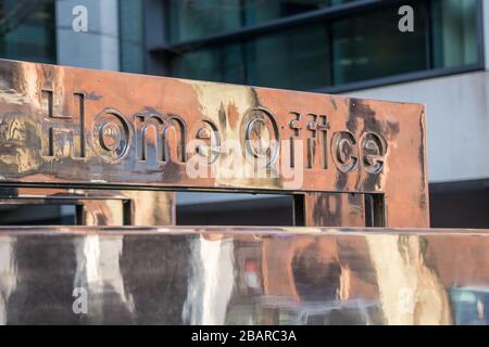Home Office logo and crest by main entrance- British government ...