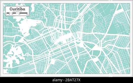 Curitiba Brazil City Map in Black and White Color in Retro Style ...
