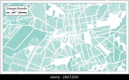 Campo Grande Brazil City Map in Black and White Color in Retro Style ...