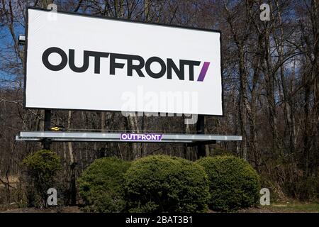 A billboard with the Outfront Media logo in Fairfield, New Jersey, on ...