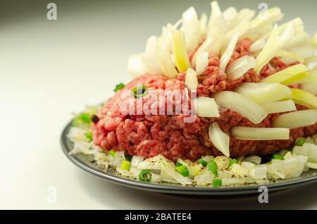 Traditional German dish called Mettigel, Mett served as a Mett hedgehog ...