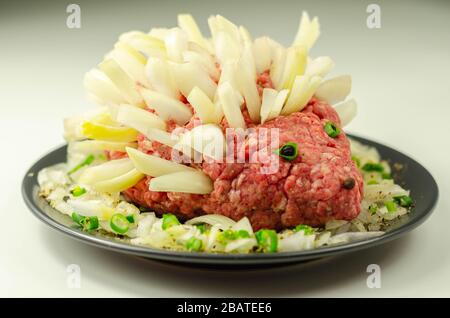 Hackepeter; Mett; seasoned minced pork meat eaten raw Stock Photo - Alamy