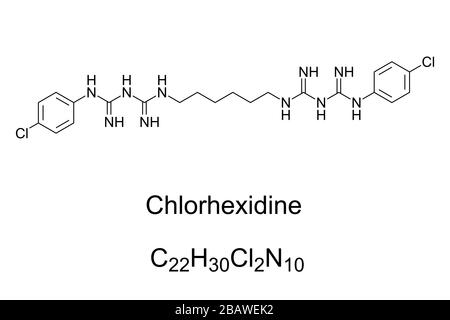 Chlorhexidine antiseptic molecule. Skeletal formula Stock Photo - Alamy